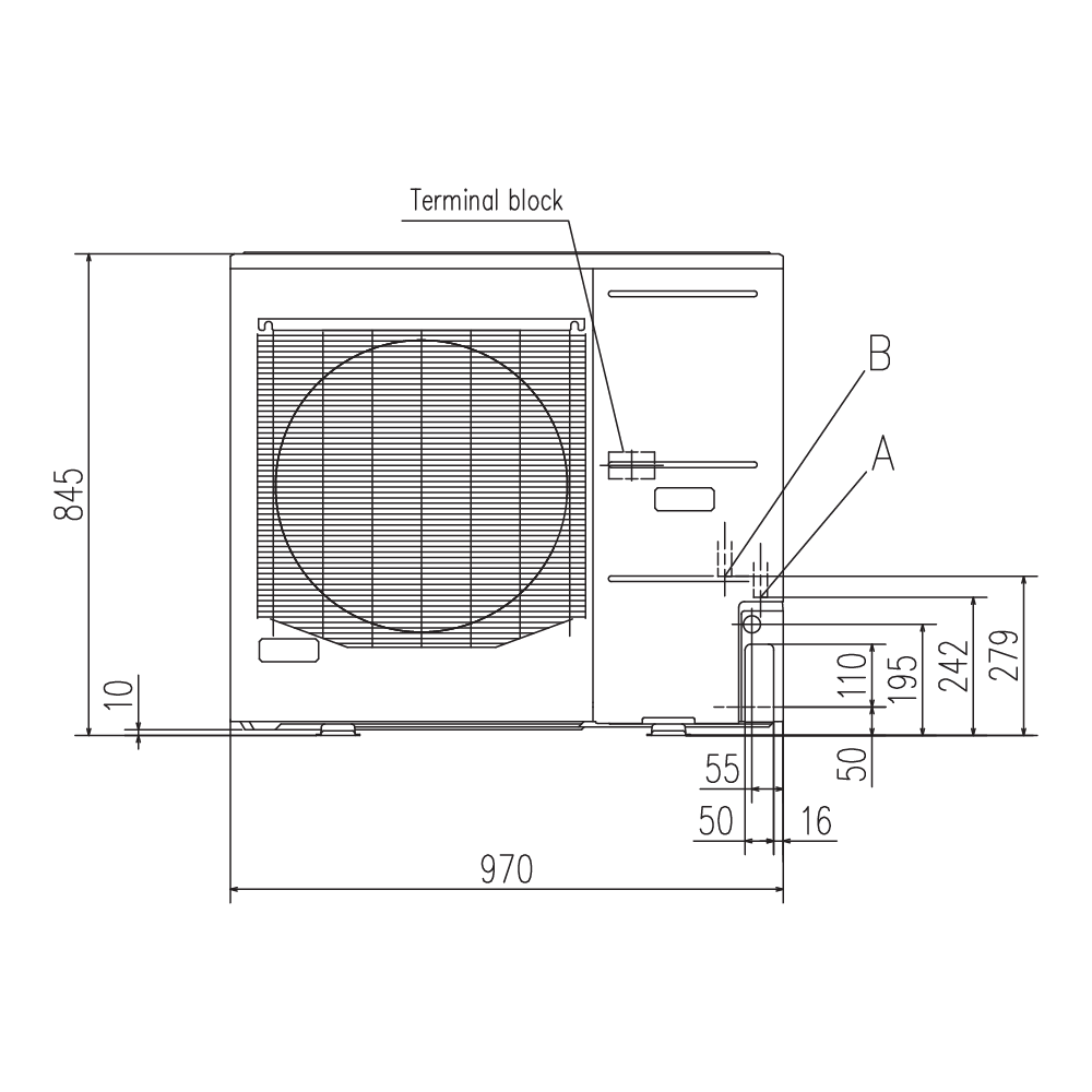 ac compressor unit dimensions